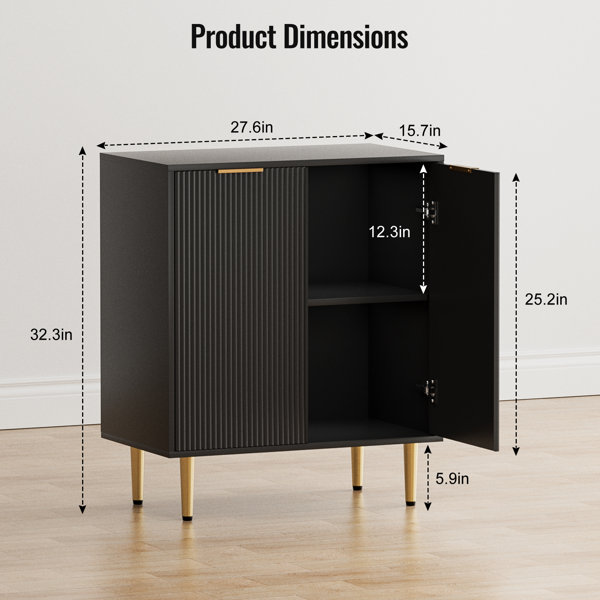 Ebern Designs Fluted Buffet Cabinet With Storage, Modern Sideboard Cabinet With Adjustable ...